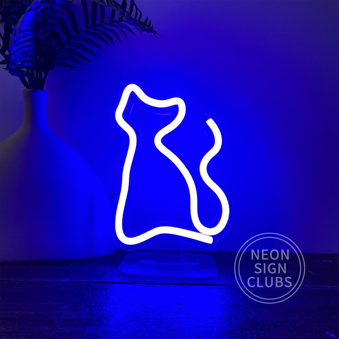 9.8" USB LED Mini Lamp Cute Cat Kitten Neon Sign Cat Table Lamp ,desk ...