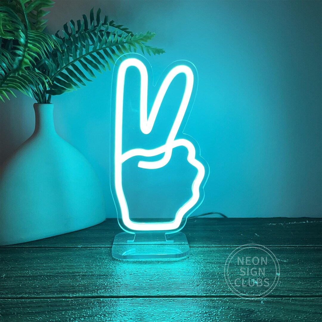 9.8in=25cm USB LED Neon Lamp Yeah Sign Victory Sign Custom Mini Neon ...