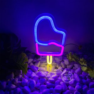 5x9.8" LED Mini Lamp Popsicle Sign Neon Light Ice Cream Sign Custom ...