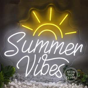 Summer Vibes Neon Signhello Summer Led Signcustom Neon Signsummer Bar Pub Wall Decorbeach ...