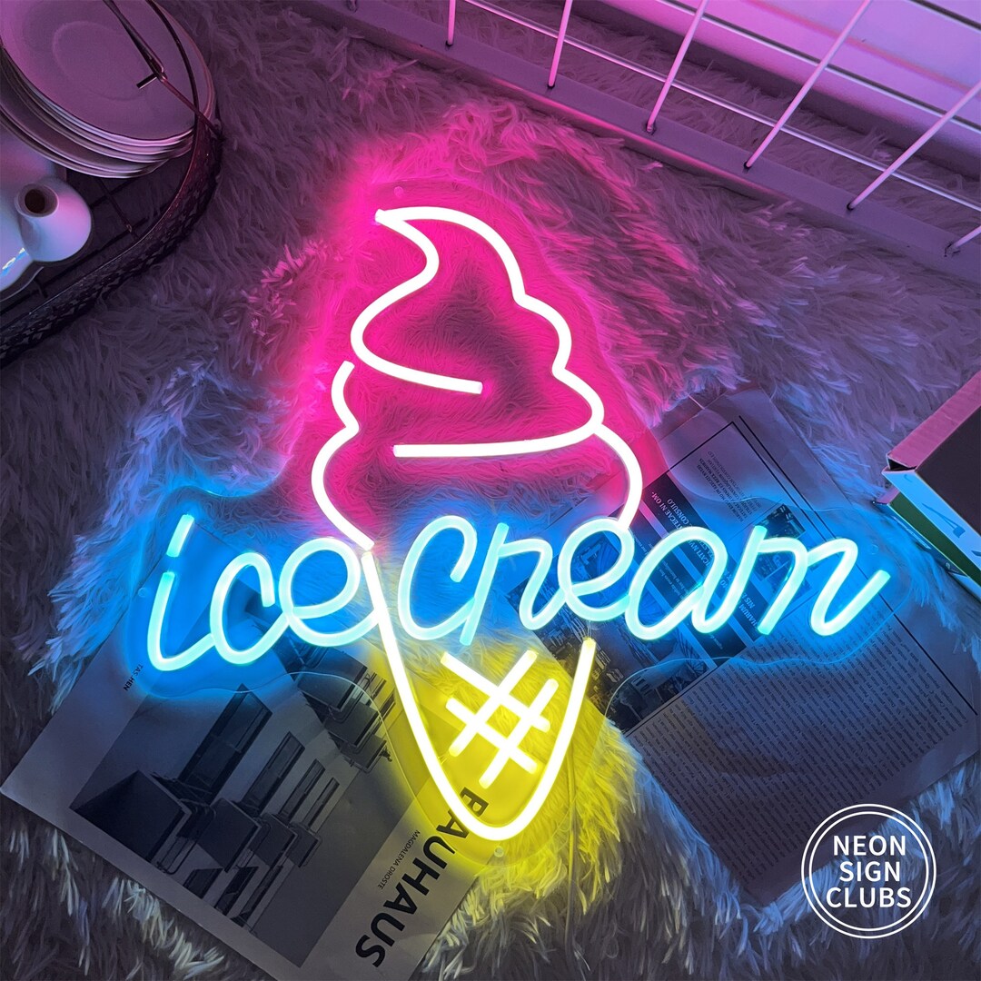 Ice Cream Neon Signneon Sign Customgelato Neon - Etsy