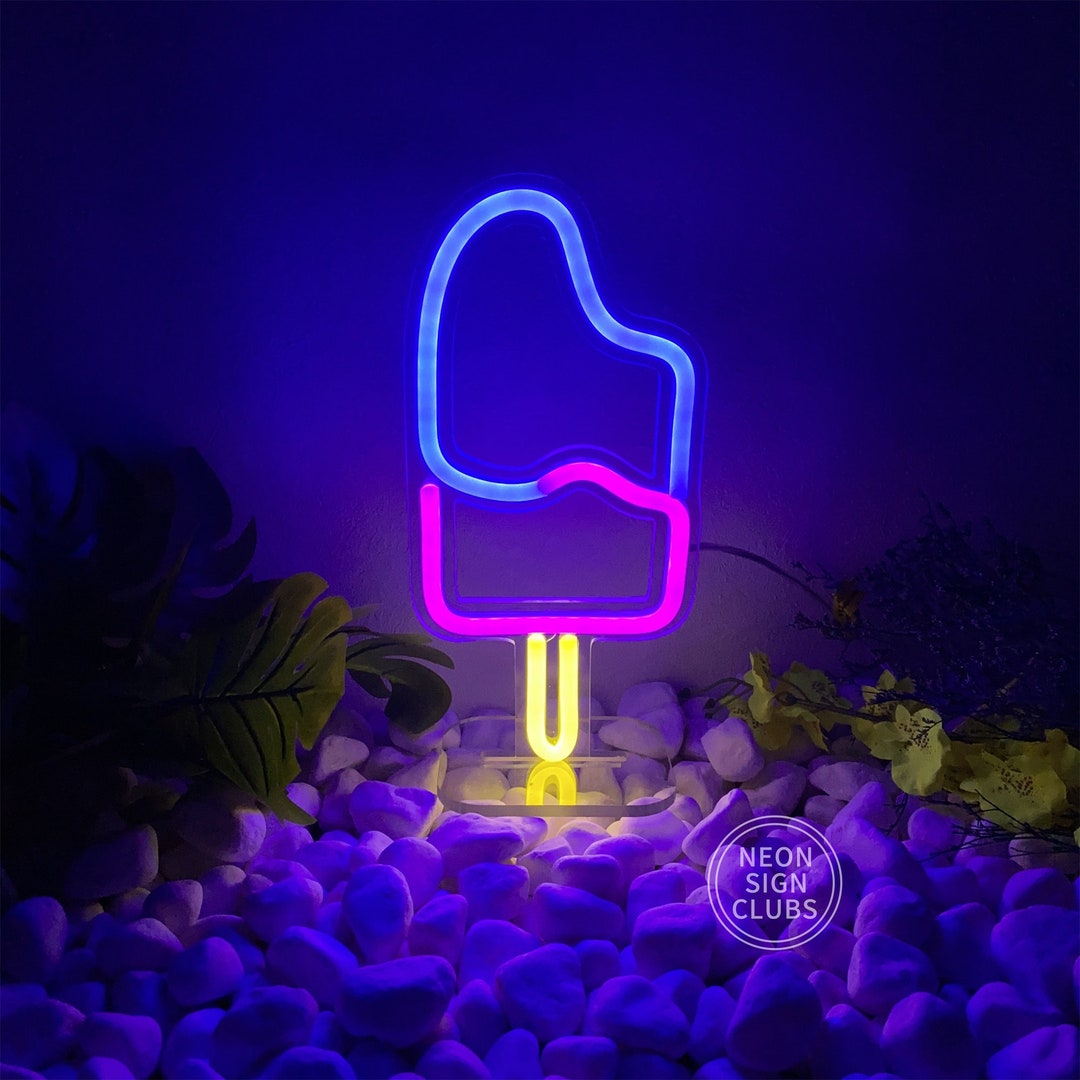 5x9.8" LED Mini Lamp Popsicle Sign Neon Light Ice Cream Sign Custom ...