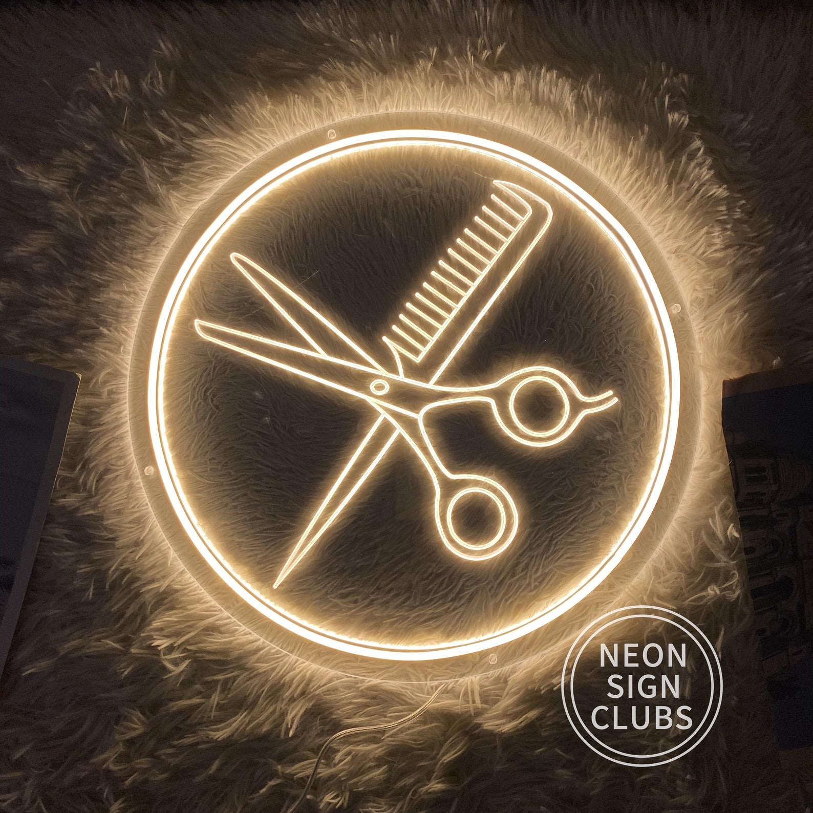 Hair Salon Neon Sign,scissors Wall Decor,usb Led Sign for Barber Shop ...