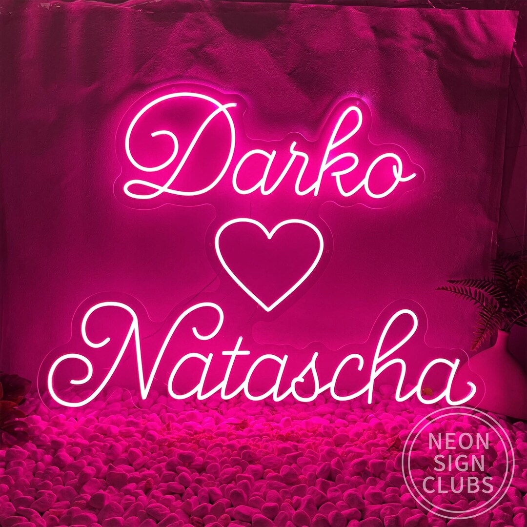 Custom Neon Sign,pink Love-heart LED Light Name Sign,personalized Name ...