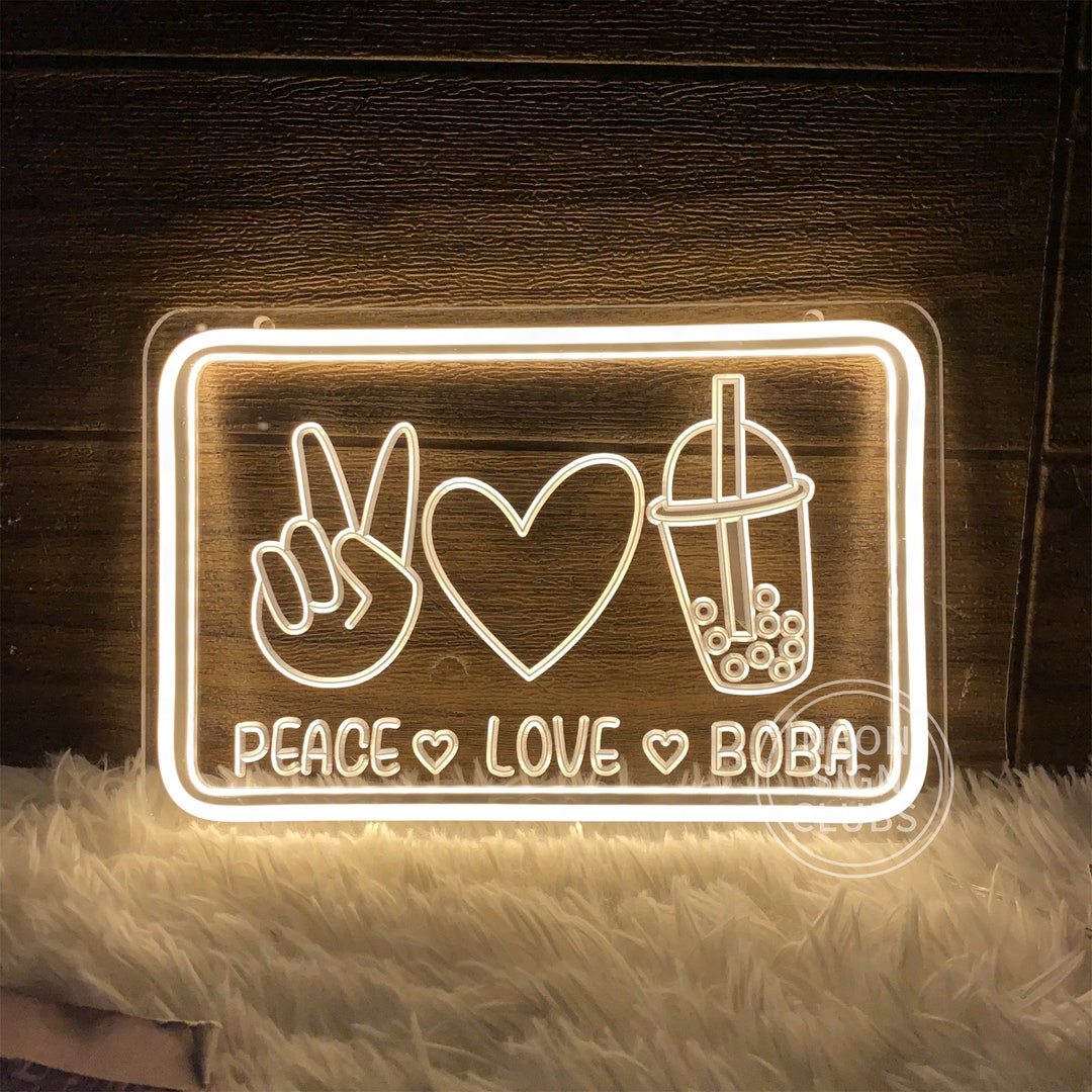 Peace Love Boba LED Neon Signusb Acrylic Sign3d Engraved Neon ...