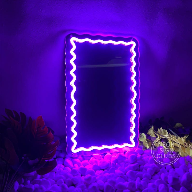 Wavy Neon Mirror Sign | Bedroom Decor, Selfie Light - Etsy Australia