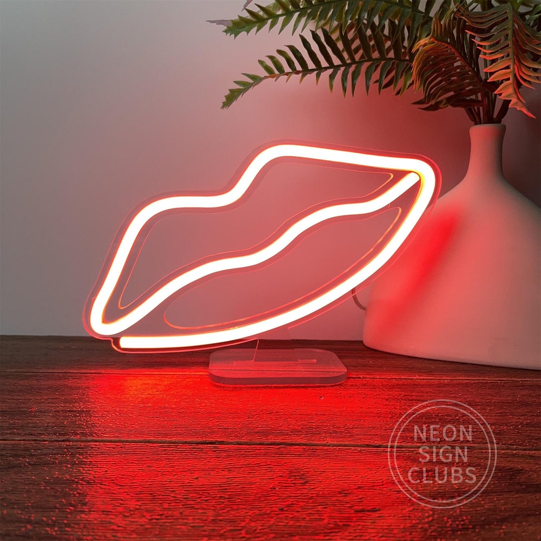 Red Lips Neon Sign,9.8in=25cm Mini Neon Sign,usb LED Neon Light Signs ...