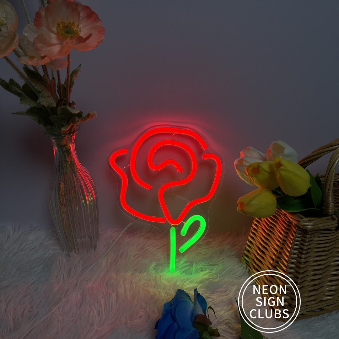 Flower Neon Sign,rose Neon Light,led Sign for Bedroom,table Light,mini ...