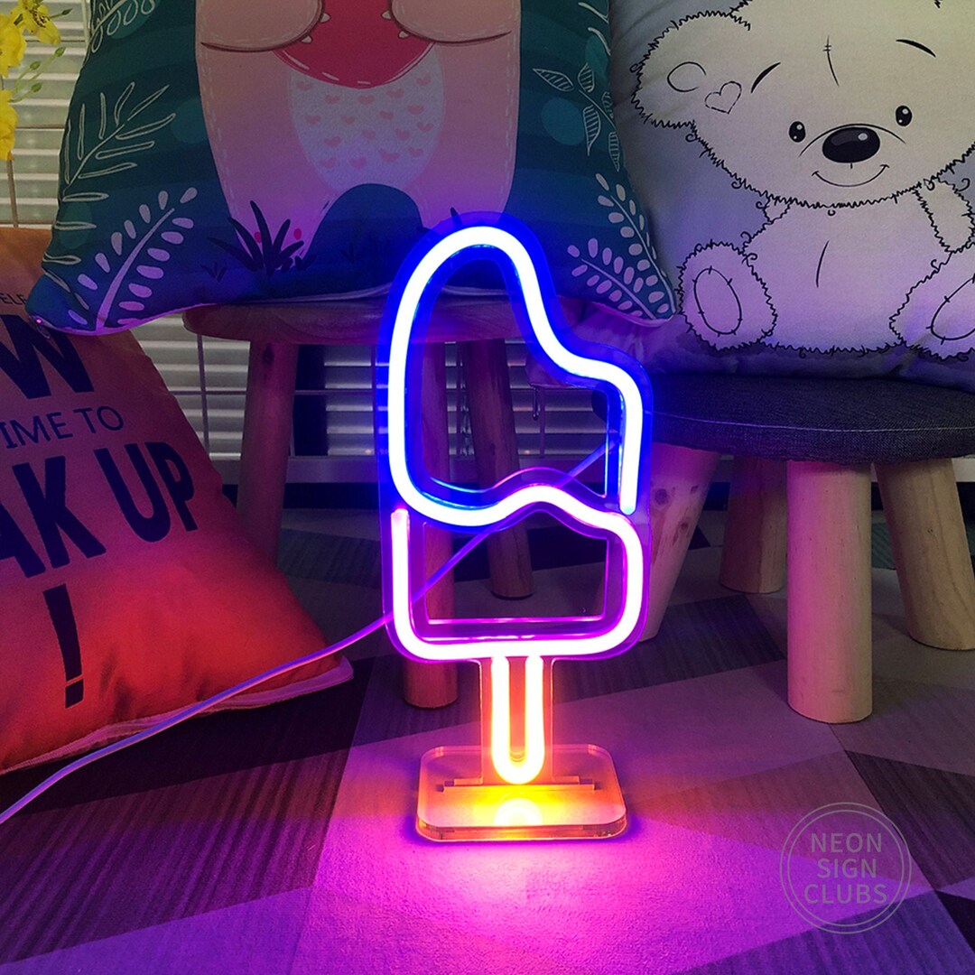 5x9.8 LED Mini Lamp Popsicle Sign Neon Light Ice Cream - Etsy
