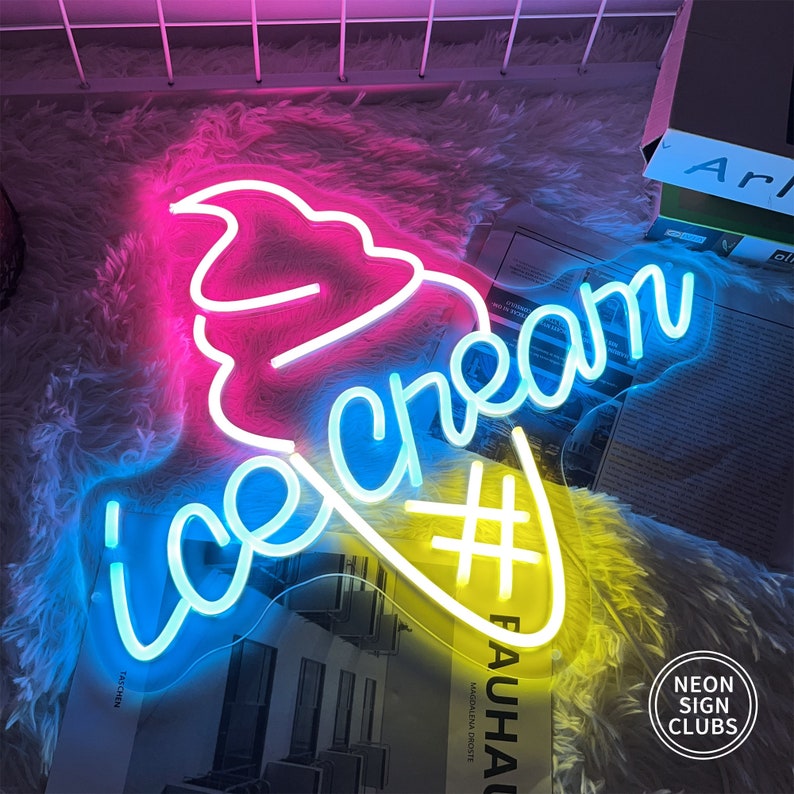 Ice Cream Neon Signneon Sign Customgelato Neon - Etsy