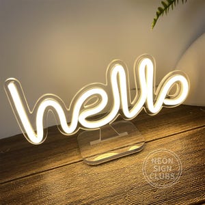 10.6" USB LED Mini Neon Lamp Hello Neon Sign Home Living Bedroom ...