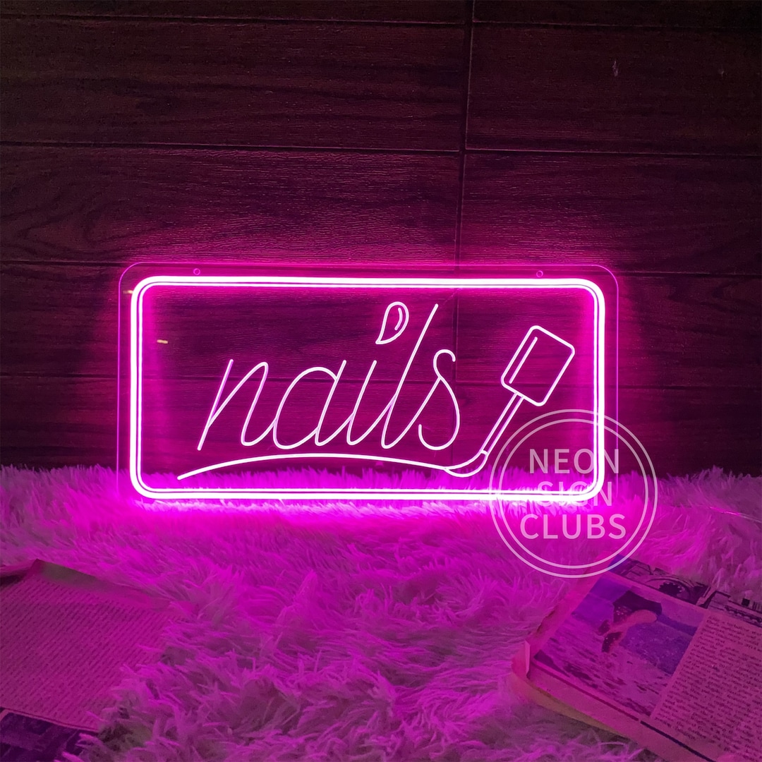 Nail Neon Sign,nails Salon Engraved Acrylic Sign,usb Led Sign for Nail ...