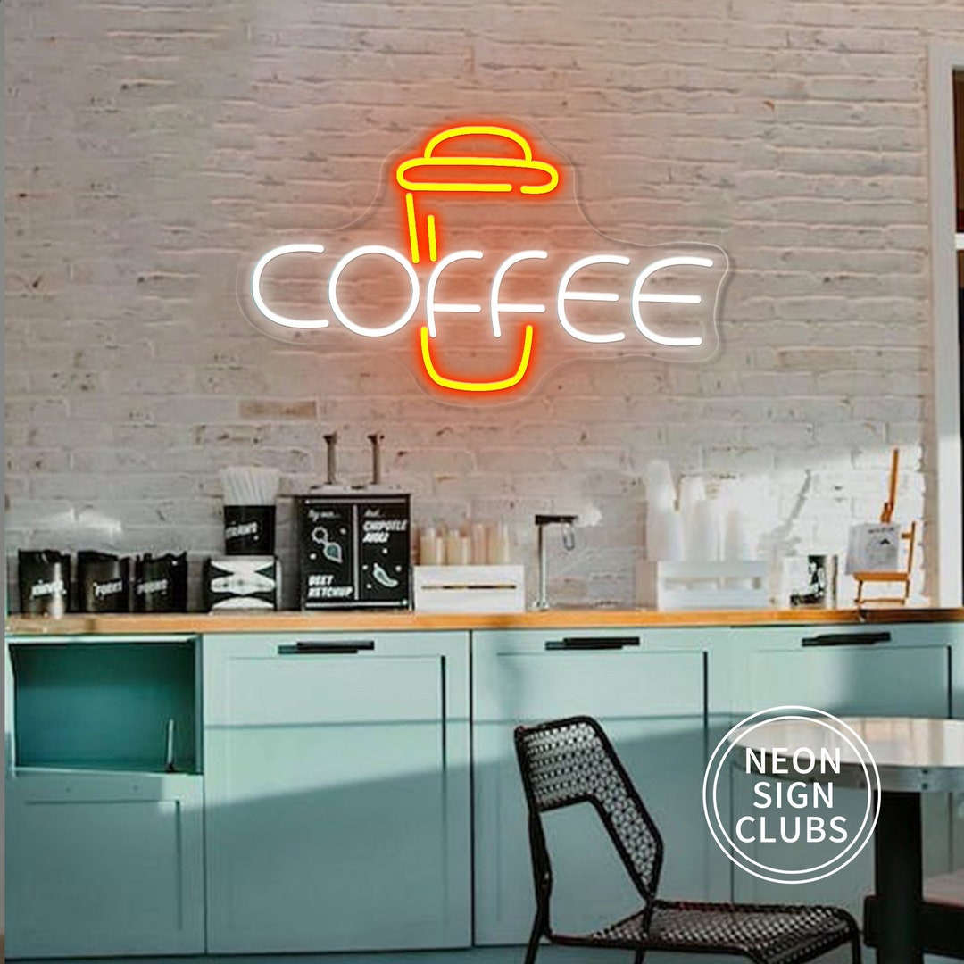 Coffee Neon Sign,coffee Cup Light UP Sign,custom Neon Signs,coffee Bar ...