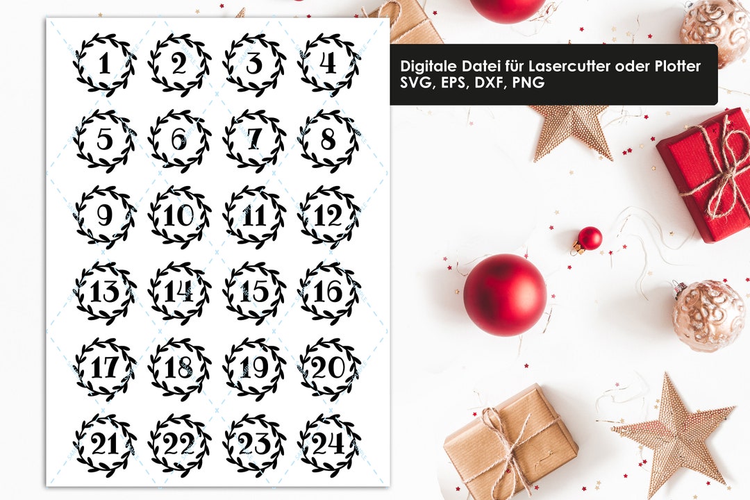 SVG File Advent Calendar Numbers, Plotter File Advent, Laser Cut ...
