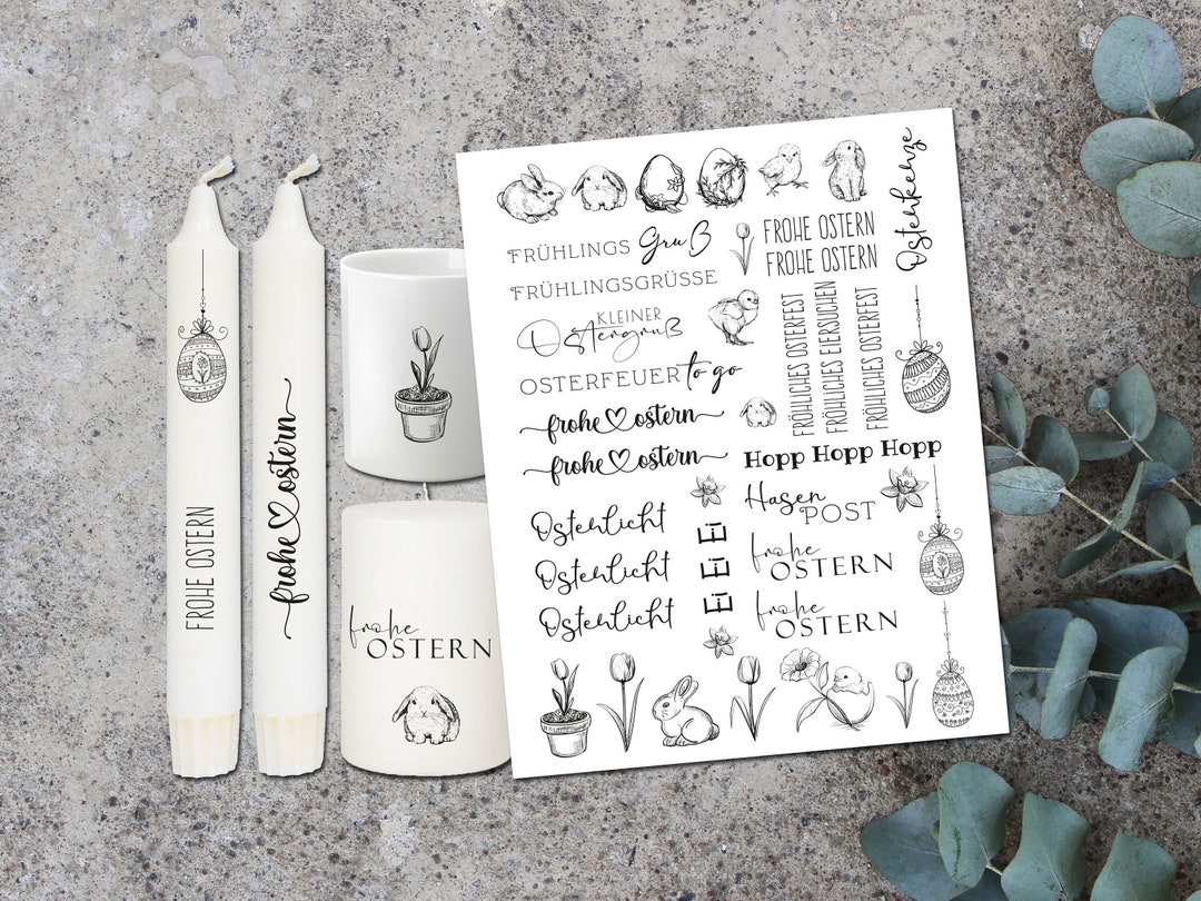 Candle Stickers Easter, Candle Tattoos Spring, Tattoo Foil Easter ...