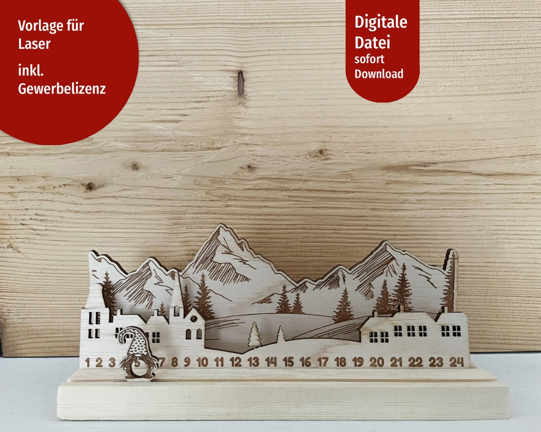 SVG Laser Template Advent Calendar, Typesetting Bar Laser File ...