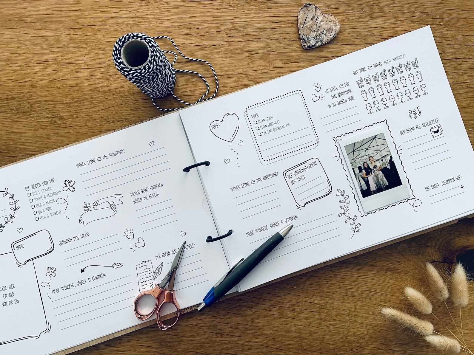 Gästebuch Hochzeit mit Fragen aus Holz Erinnerungsbuch - Etsy.de