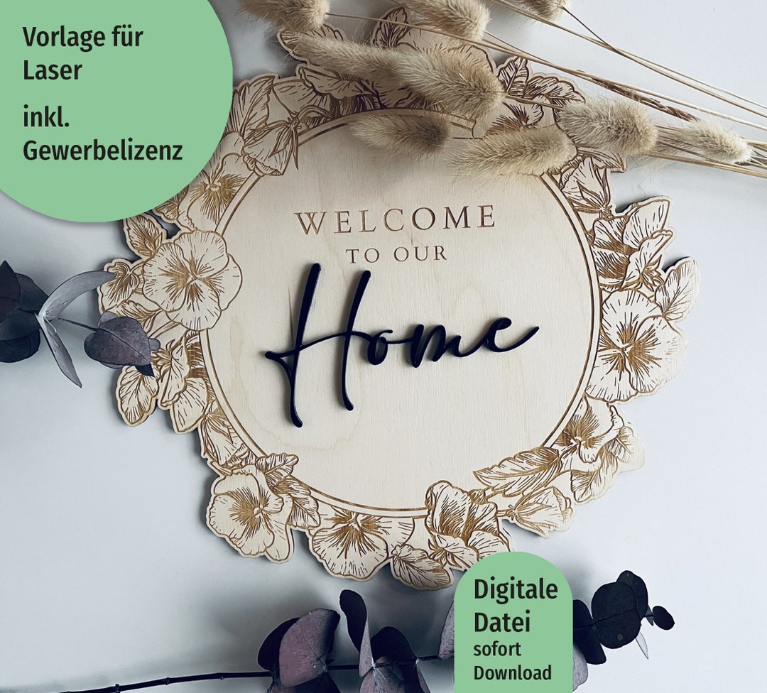 Laser Cut Family Sign Home, Welcome Sign SVG, Cutting File Acrylic ...