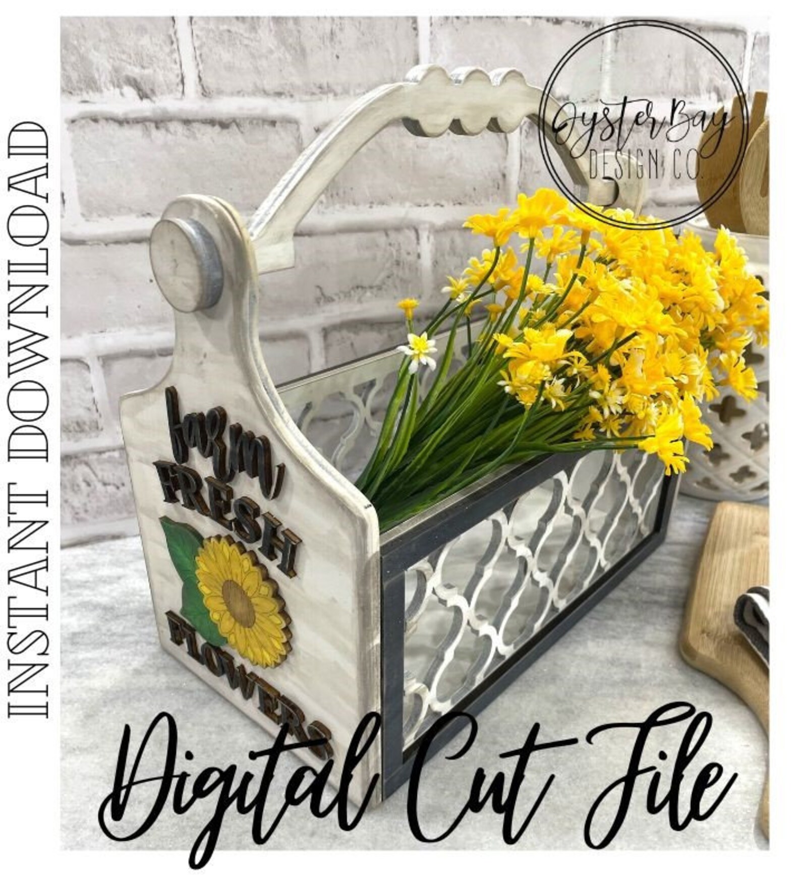 Farm Fresh Flowers, Arabesque Basket, Rustic Farmhouse Basket, Kitchen ...