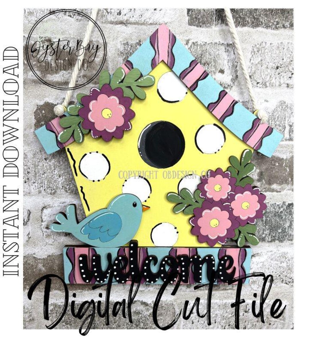 16" Birdhouse Welcome Sign SVG, 16" Birdhouse Door Decor, 16" Spring ...