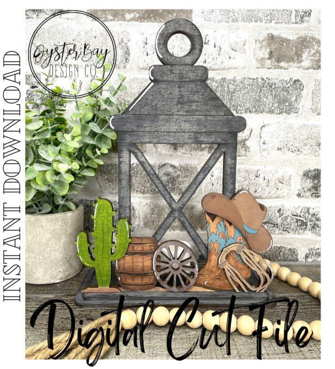 Western Lantern Insert, Western Theme Lantern Votive Interchangeable ...