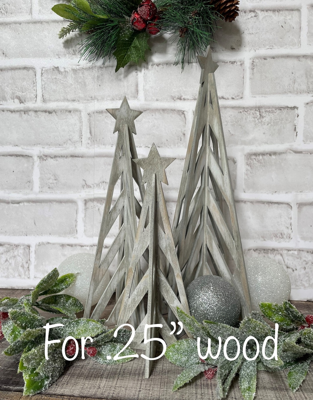 3D Christmas Trees (chevron) 1/4", Farmhouse Christmas, Rustic ...