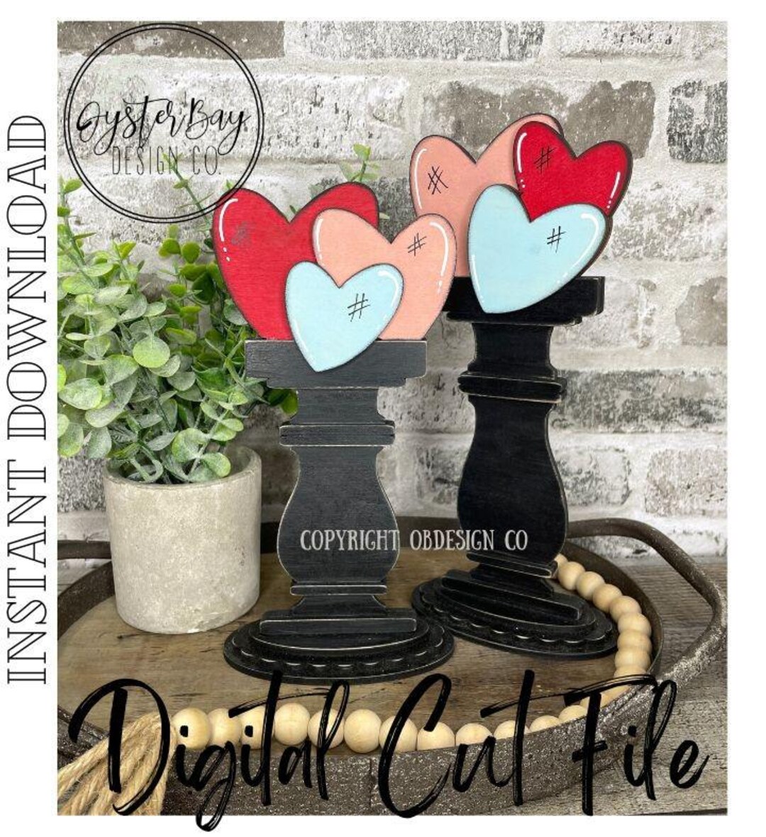 Hearts Insert for Spindle Interchangeable Shelf Sitter, Heart Tabletop ...