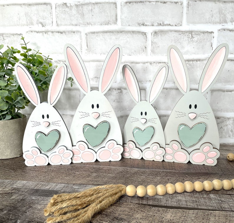 Double Easter Bunny Shelf Sitter Bunny Shelf Sitter Easter - Etsy