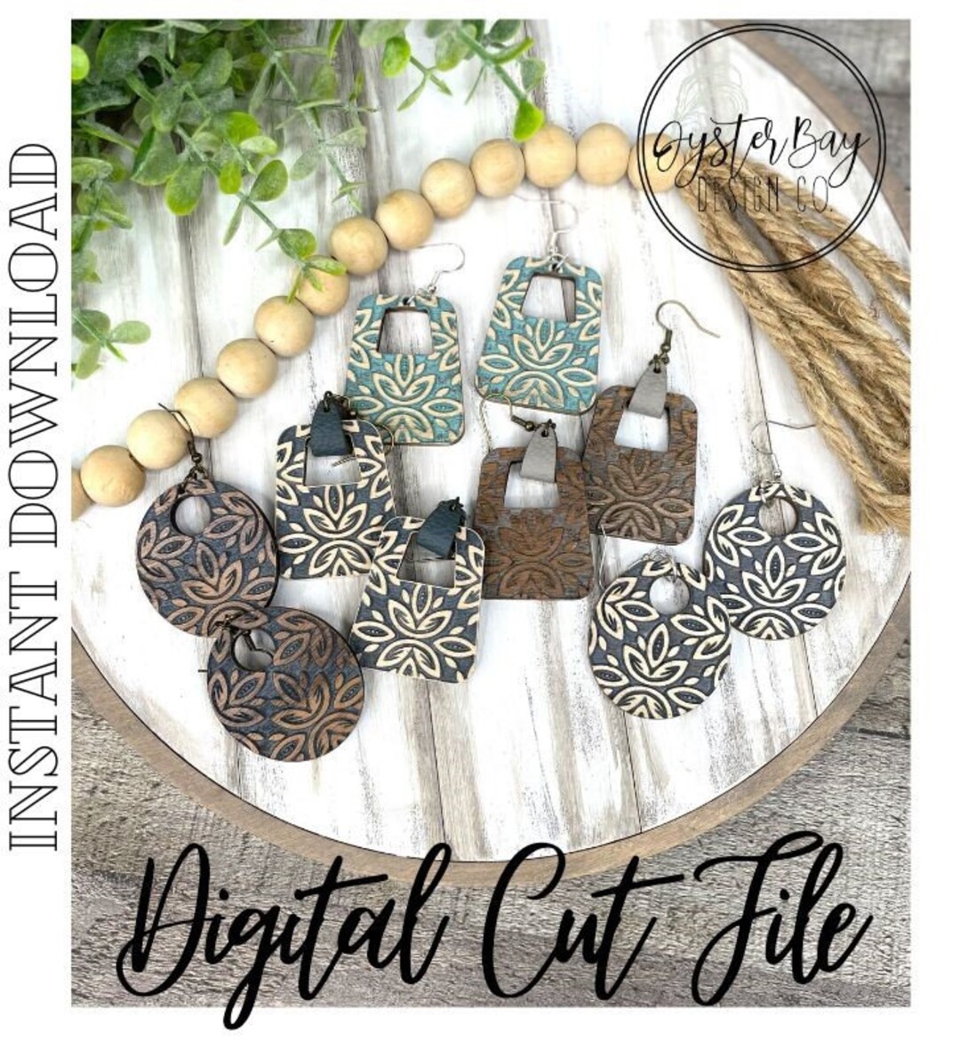 Diamond Damask Earrings, 2 Shapes and 2 Options Included, Reverse ...