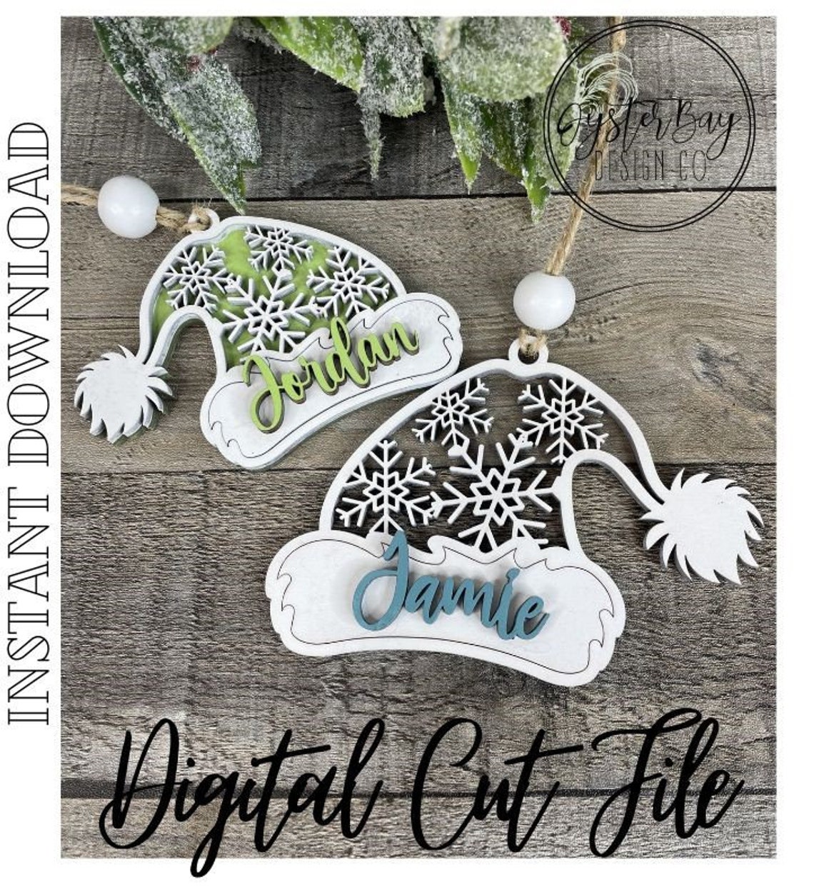 Single or Layered Santa Hat Snowflake Ornament, 2 Sizes and 2 Styles ...
