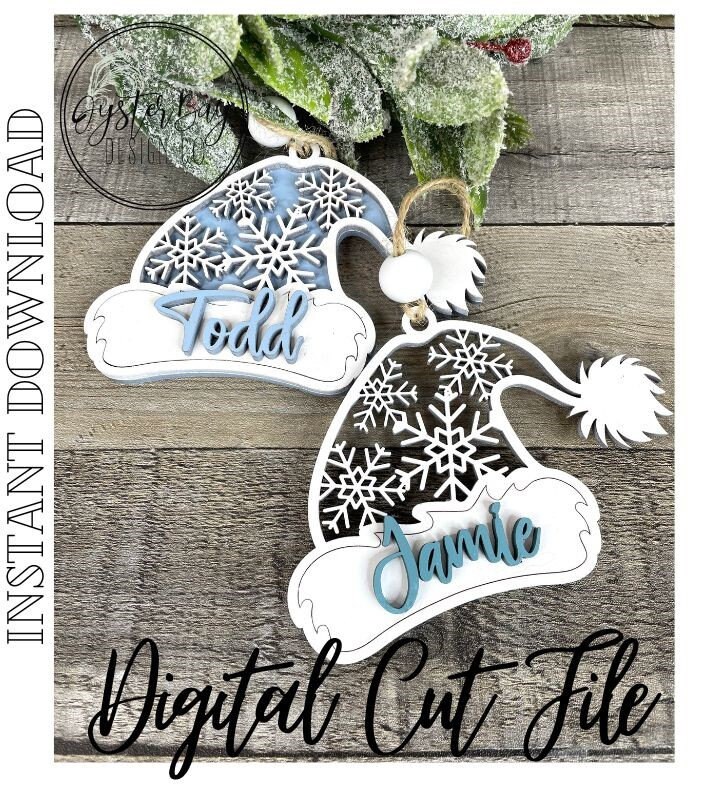 Single or Layered Santa Hat Snowflake Ornament, 2 Sizes and 2 Styles ...