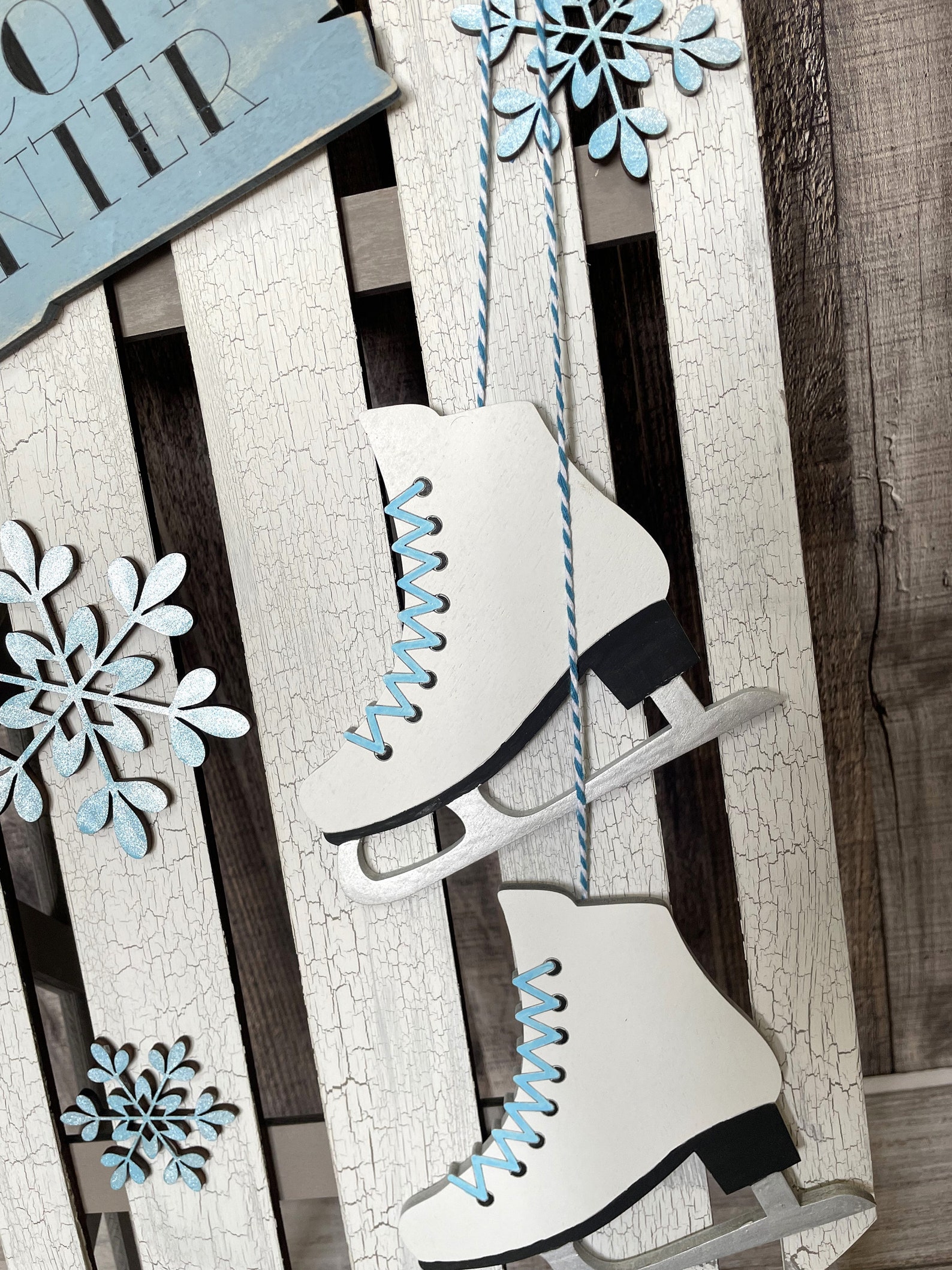 Vintage Sled Welcome Winter, Vintage Sled Décor, Fireplace Sled Leaner ...