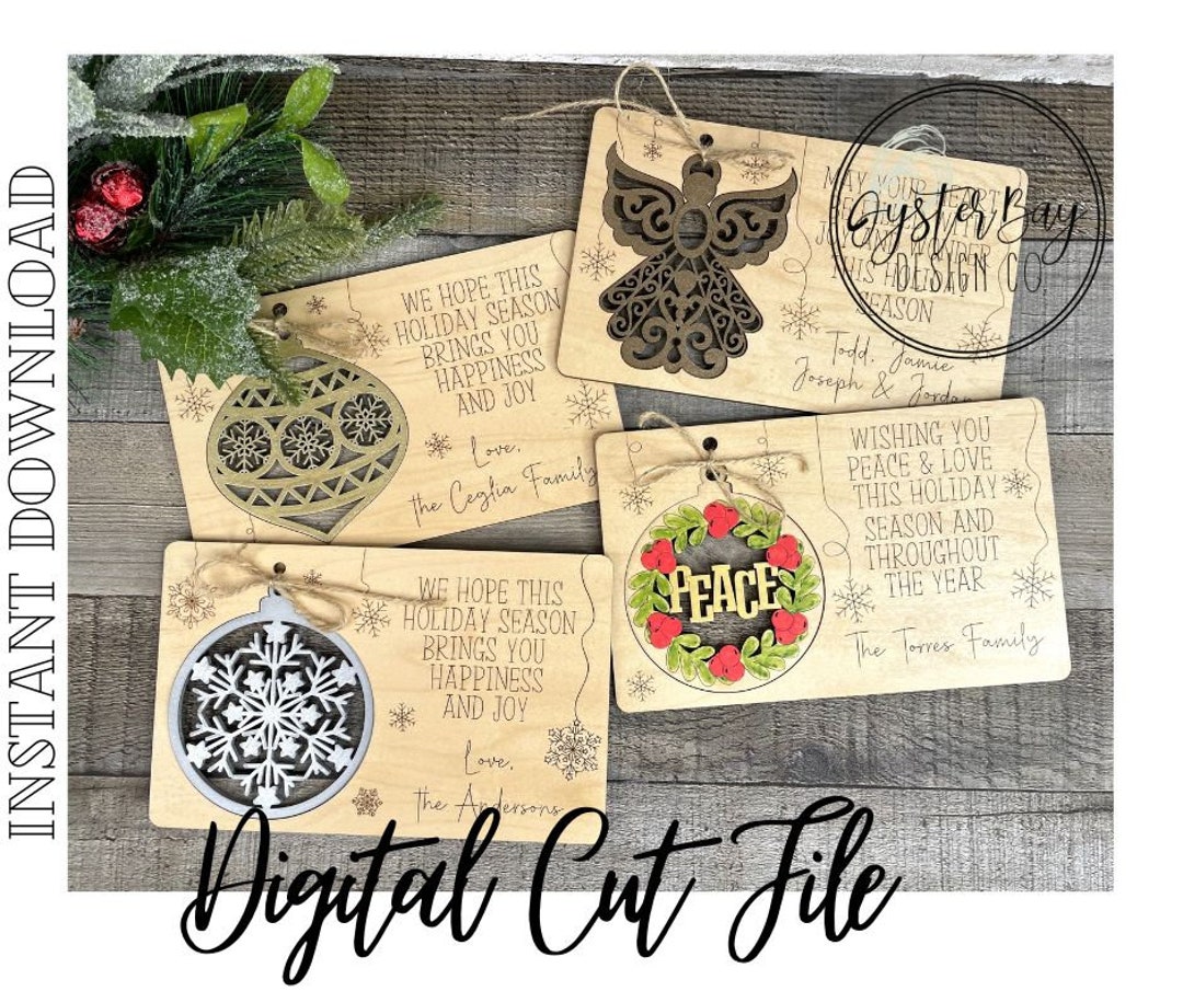 Christmas Card Ornament BUNDLE, Laser Cut Holiday Card, Christmas Card ...