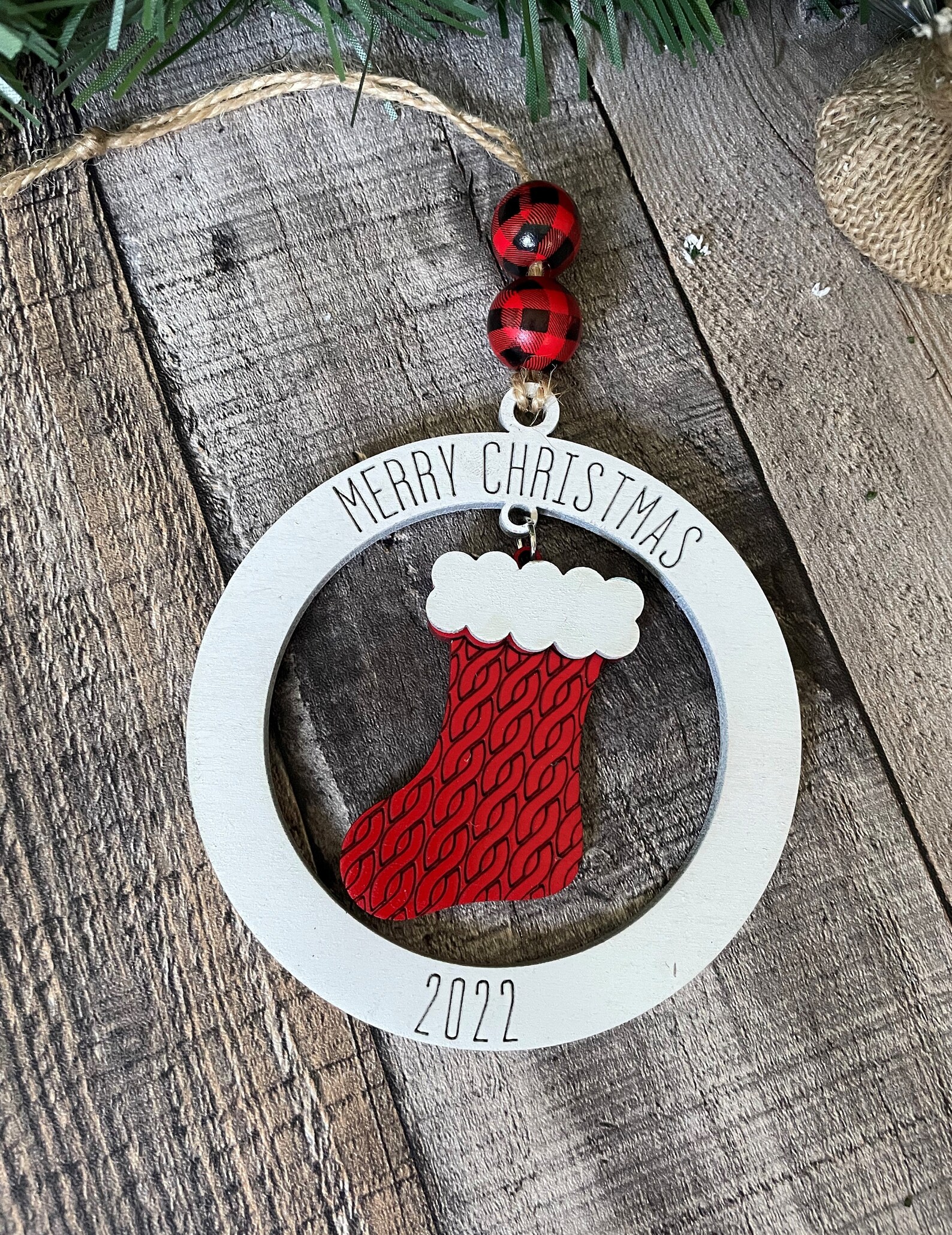 Dangle Ornament Merry Christmas Reindeer Stocking 3D - Etsy