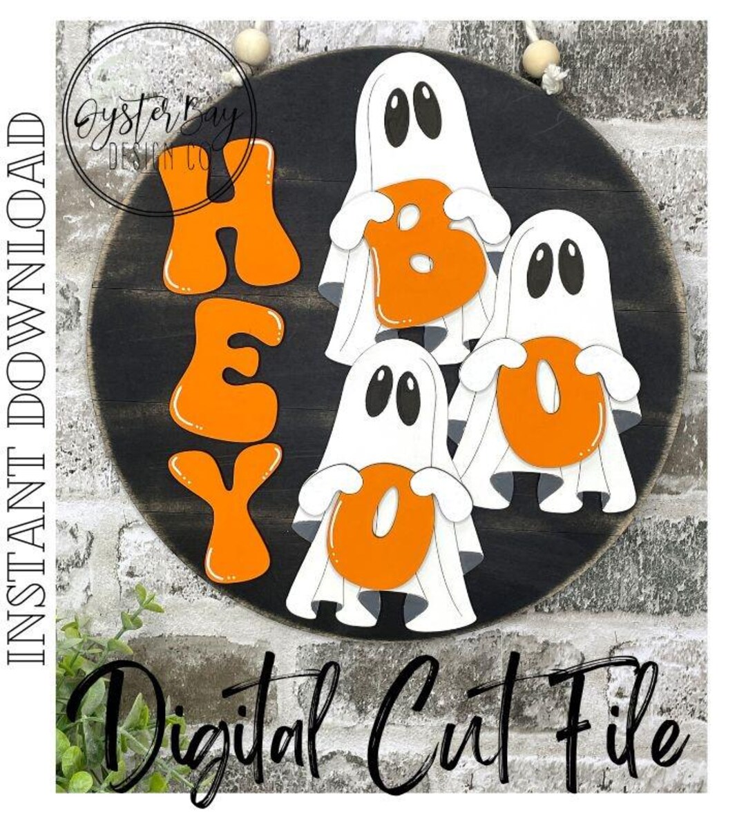 Hey Boo Ghost Door Hanger, Front Door Decor, Halloween Door Hangers ...