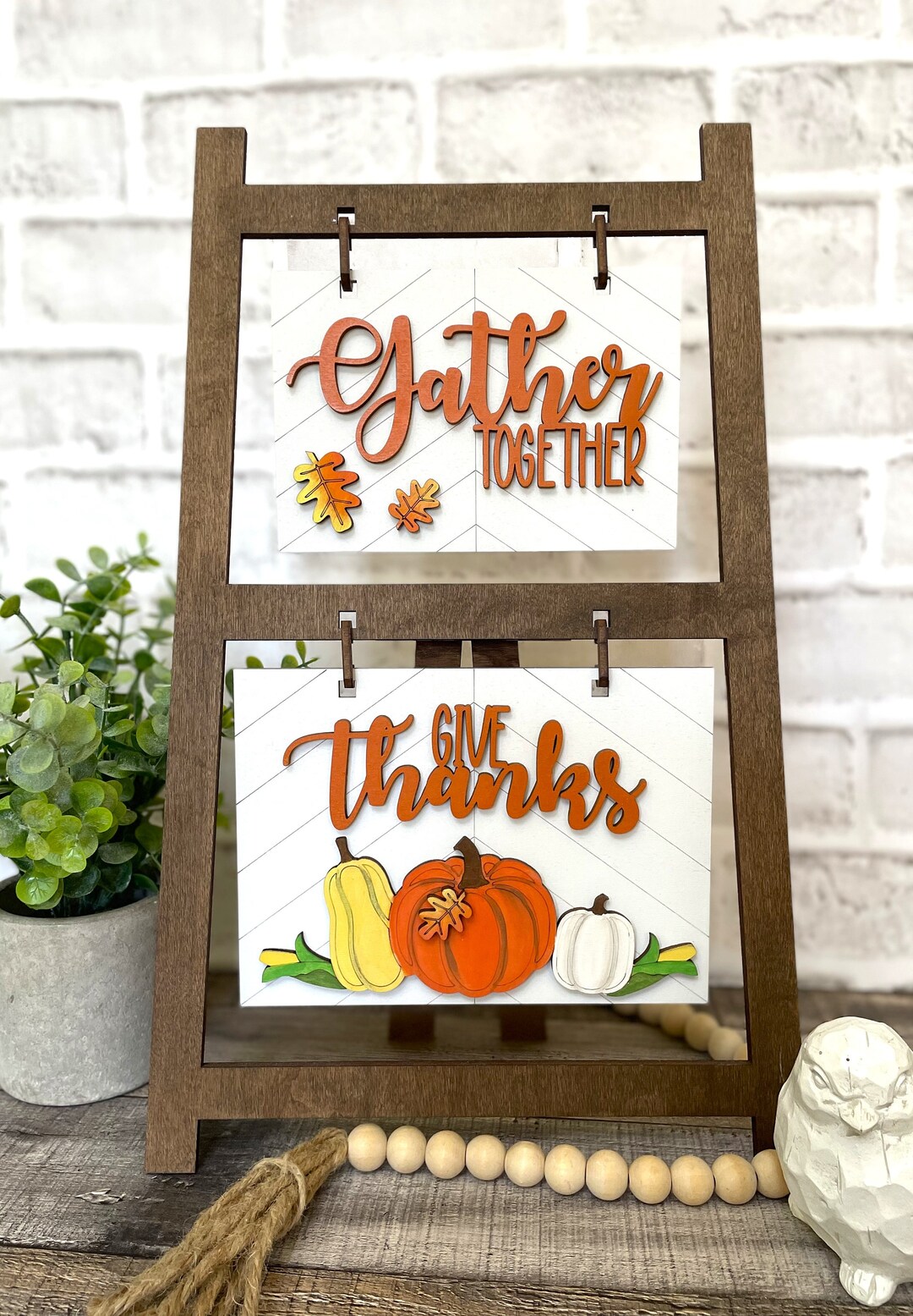 Insert for Ladder Farmhouse Interchangeable Sign, Give Thanks, Gather ...