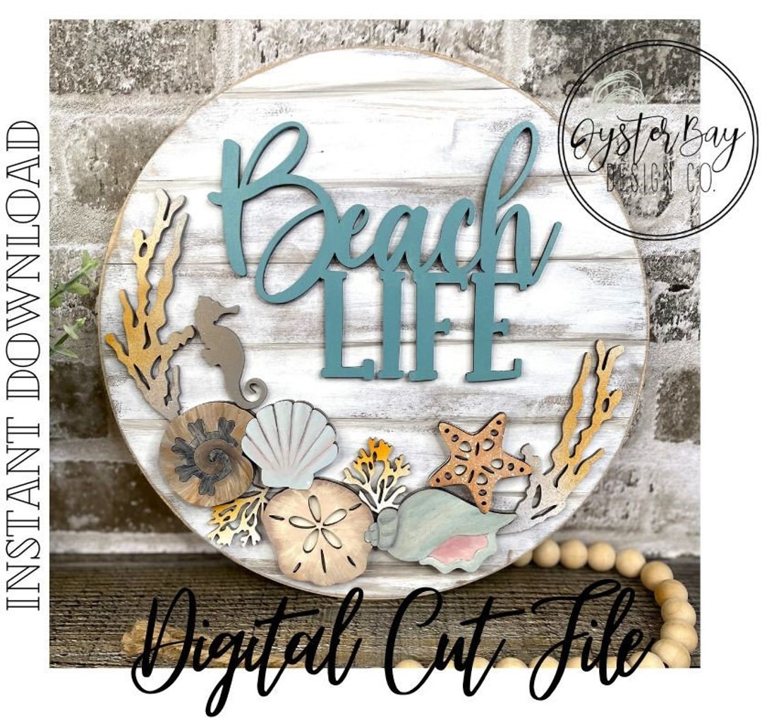 Beach Life Door Hanger, Seashell Door Decor, Beach Door Hanger, Beach ...