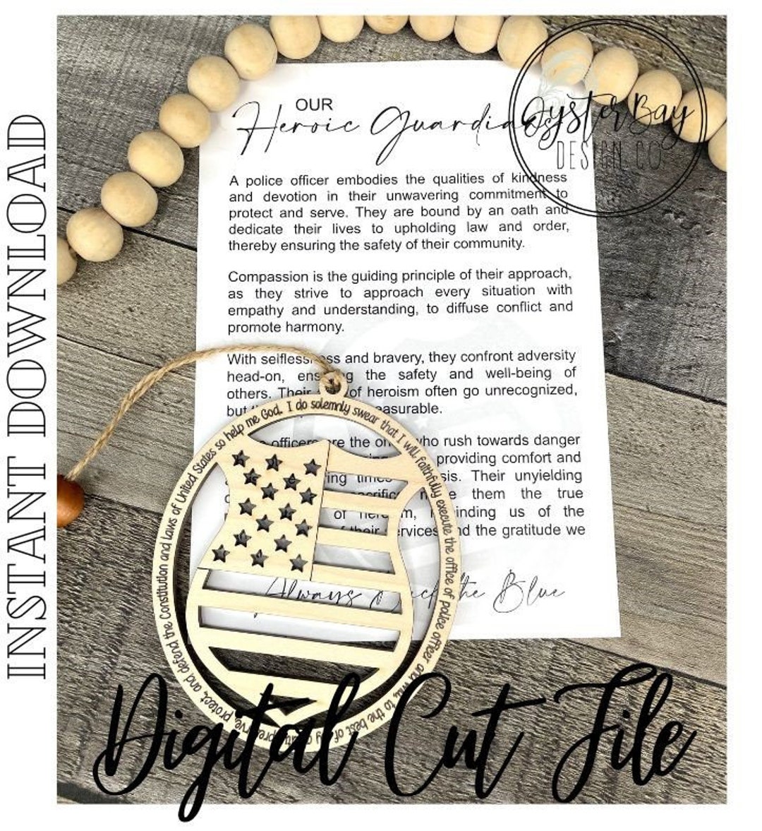 Our Heroic Guardian - Police Ornament, Police Ornament SVG, Car Charm ...