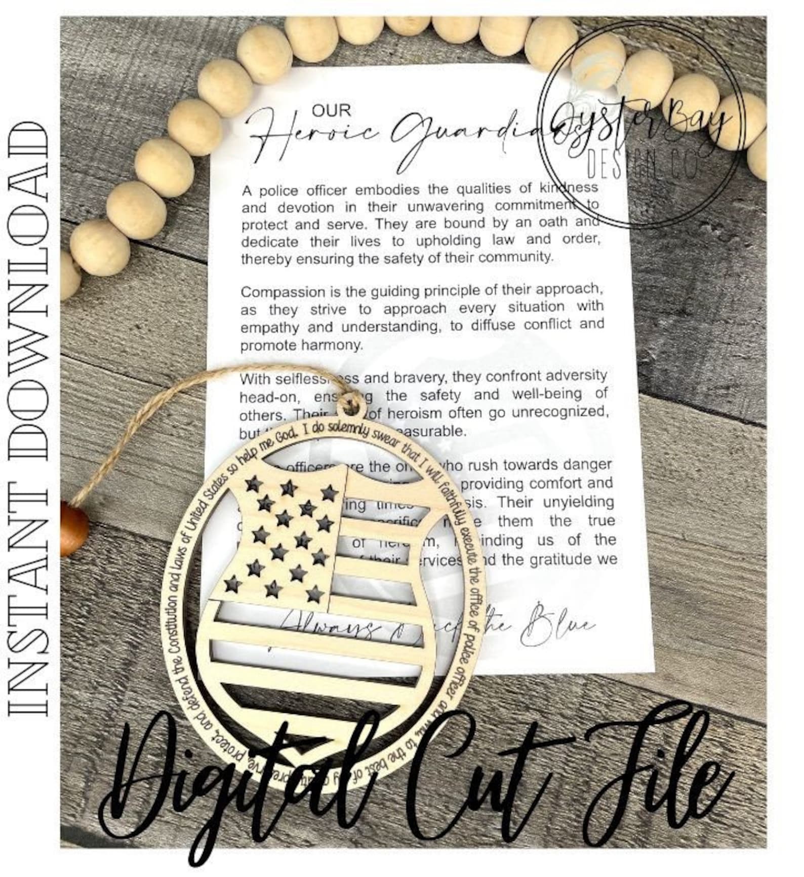 Our Heroic Guardian - Police Ornament, Police Ornament SVG, Car Charm ...