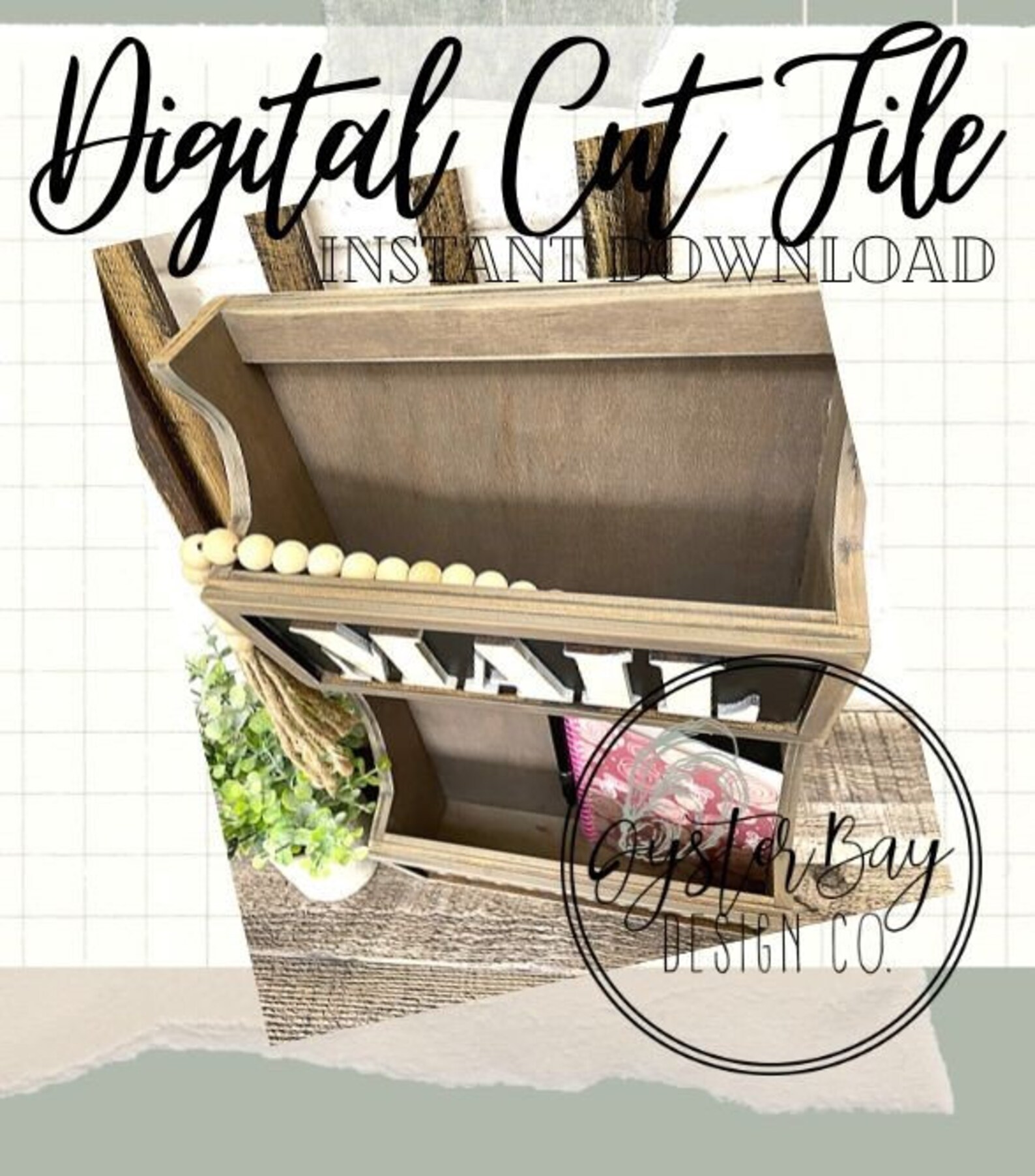Hanging Mail Station, Rustic Farmhouse Mail Holder, Kitchen Mail ...