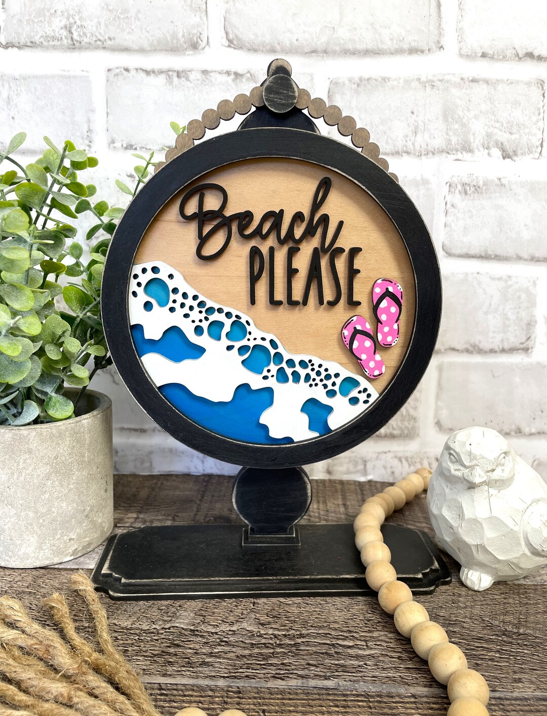 ADD ON Tabletop Farmhouse Drop in Interchangeable Insert, Beach Please ...