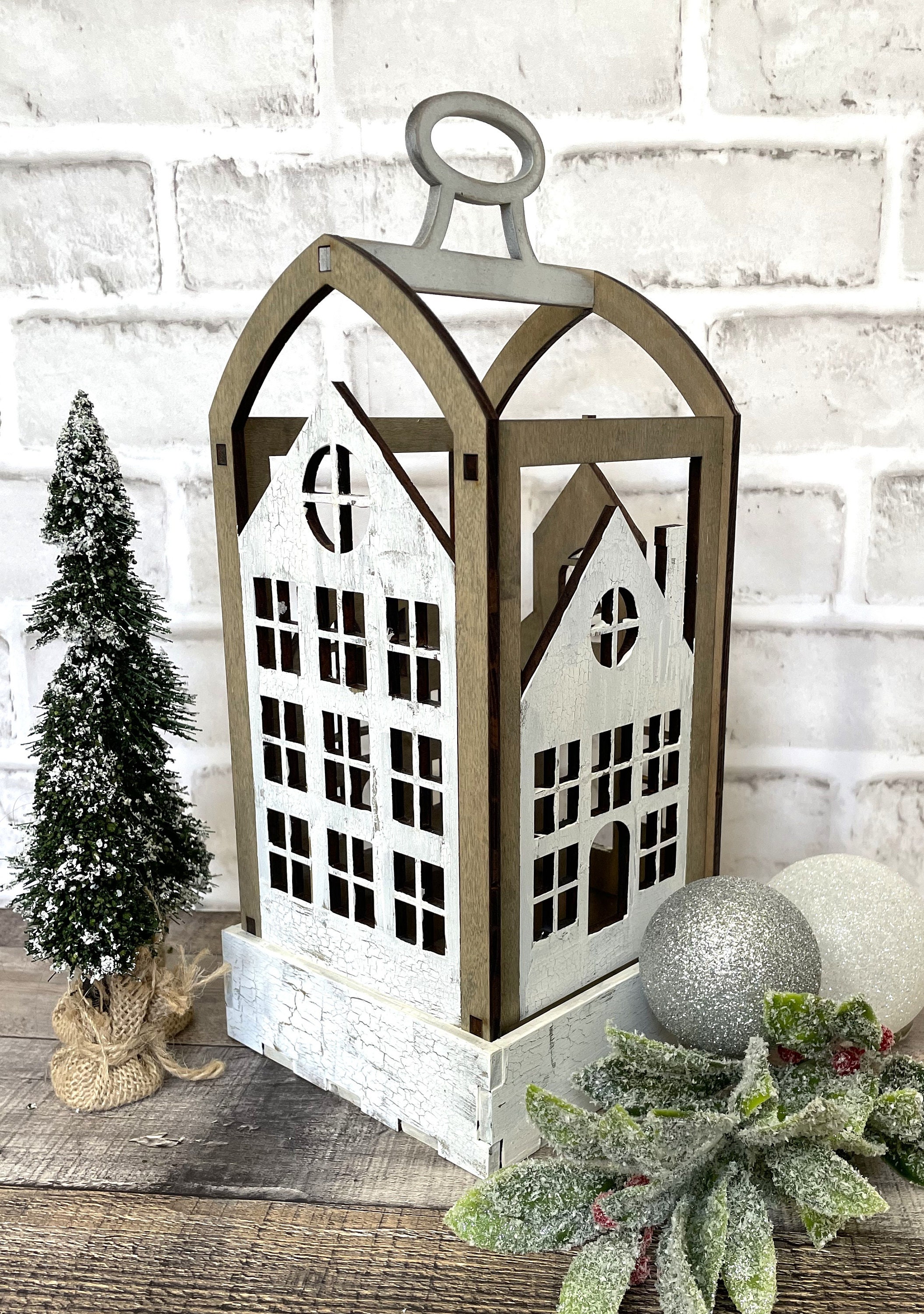 Christmas Village Farmhouse Lantern Rustic Farmhouse Lantern - Etsy
