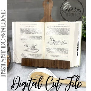 Cutting Board Cookbook Holder - Cook, Eat, Enjoy Cookbook Stand SVG ...