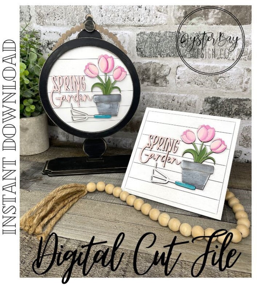 ADD ON Tabletop Farmhouse Drop in Interchangeable Insert, Spring Garden ...