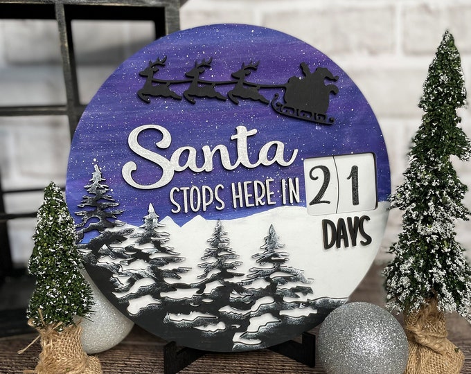 Christmas Advent Calendar Santa Countdown Calendar Christmas Wall ...