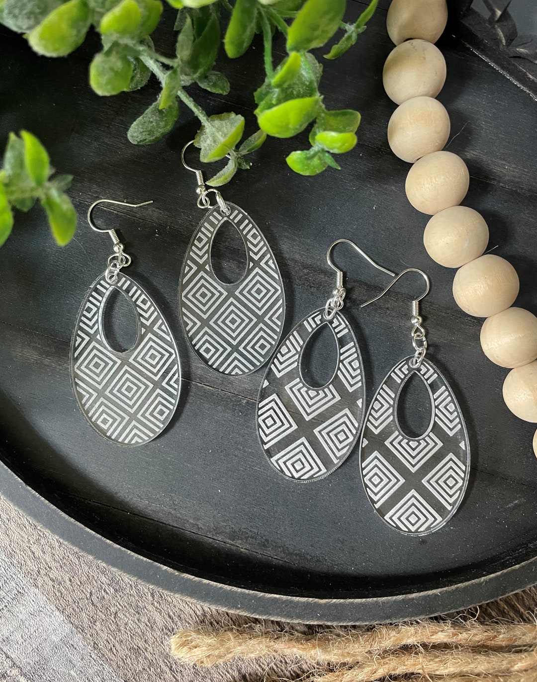 Teardrop Earring, 6 Designs With 2 Different Ways to Engrave, Digital ...
