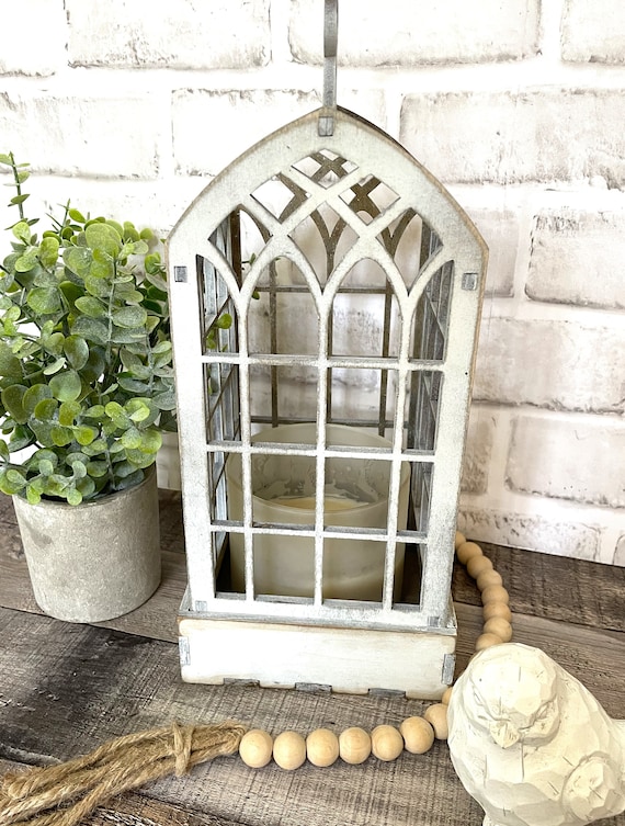 Cathedral Window Farmhouse Lantern Rustic Farmhouse Lantern - Etsy