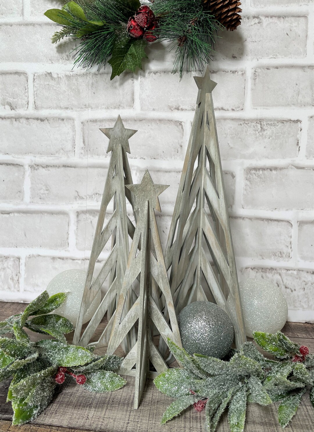 3D Christmas Trees (chevron), Farmhouse Christmas, Rustic Christmas ...