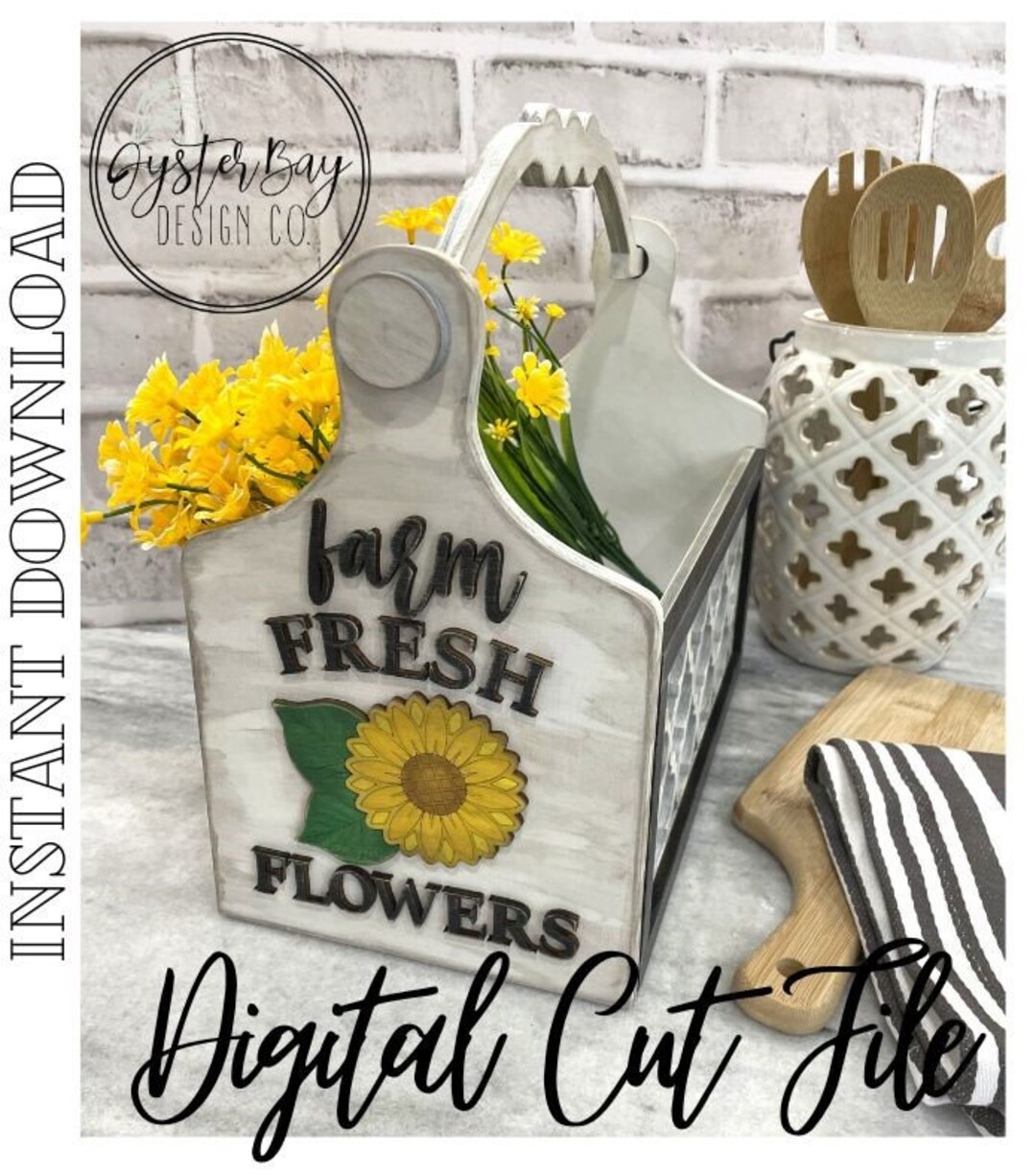 Farm Fresh Flowers, Arabesque Basket, Rustic Farmhouse Basket, Kitchen ...