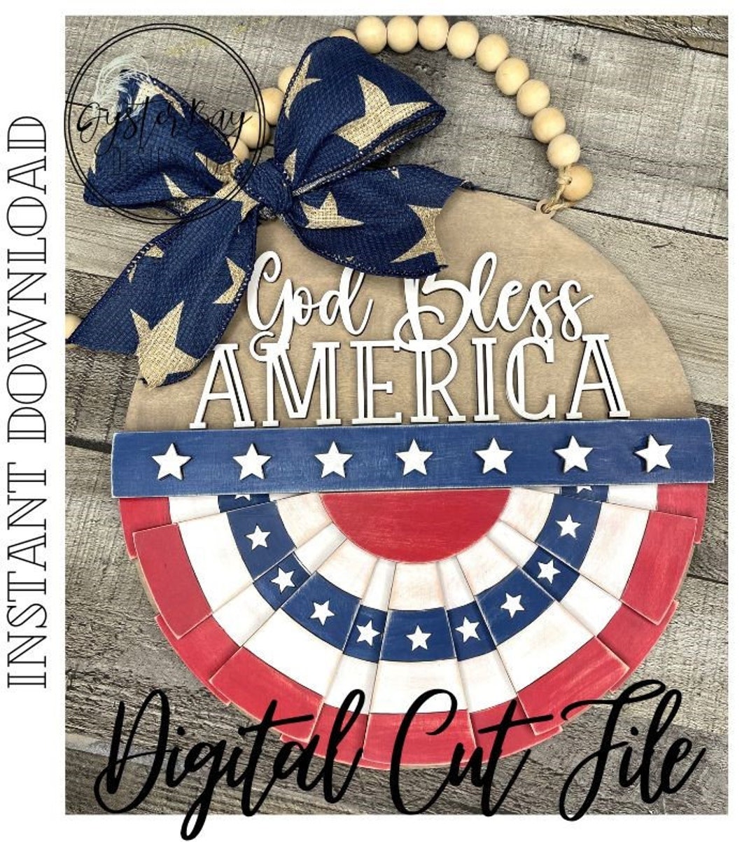 American Flag Bunting Door Hanger, July 4th Door Decor, Patriotic Door ...